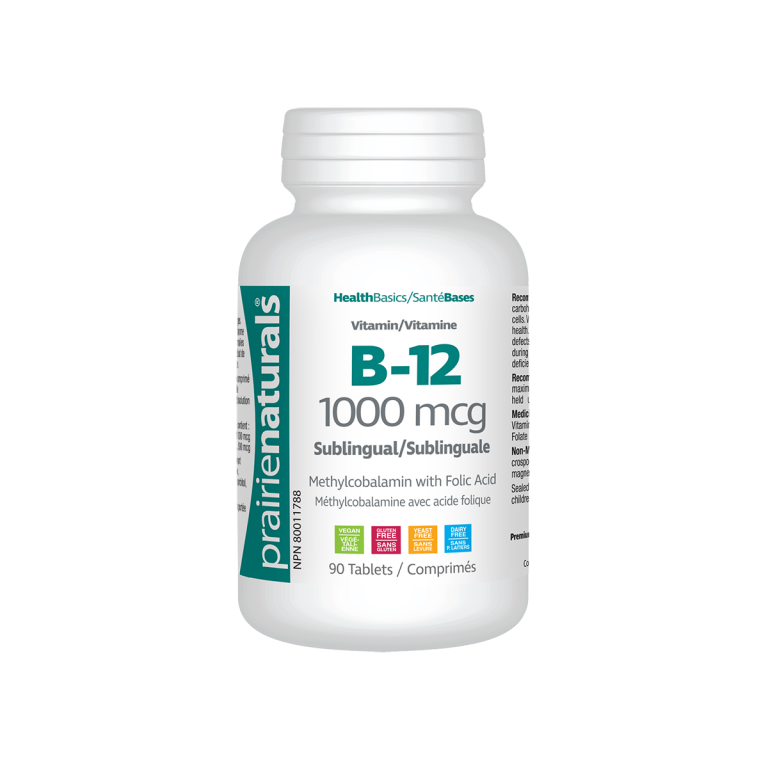 Sublingual Vitamin B12 with Folic Acid - 1000mcg - Prairie Naturals